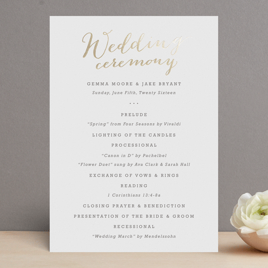Modern Photo Frame Foil-Pressed Wedding Programs by Hooray Creative ...