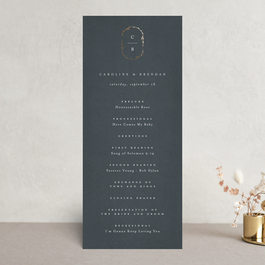 Oval Botanical Foil-Pressed Wedding Programs by Kelly Schmidt | Minted