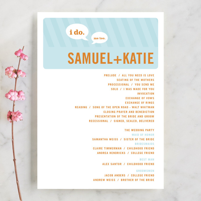 Smart Conversation Wedding Programs by pottsdesign | Minted
