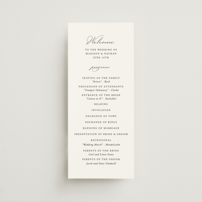 4 in x 9.375 in Modern Minimalist Wedding Program Paper Paper & Party ...