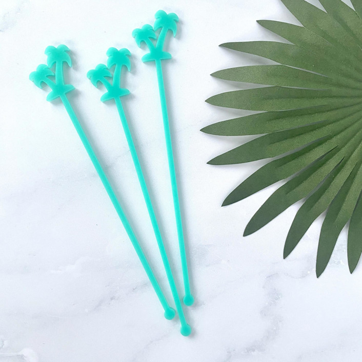 Palm Tree Stir Sticks - Aqua (Set of 25) Wedding Serving and Dining ...