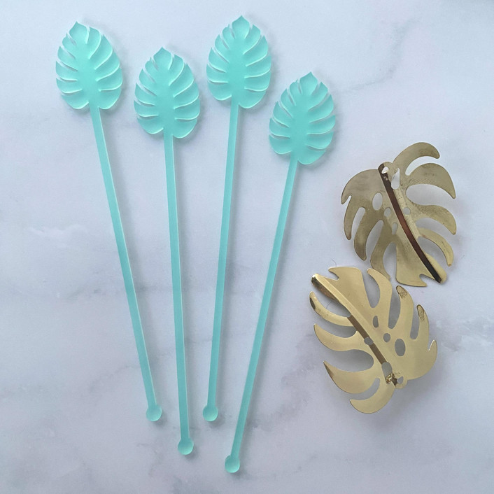 Monstera Stir Sticks - Frosted Caribbean (Set of 25) Wedding Serving ...